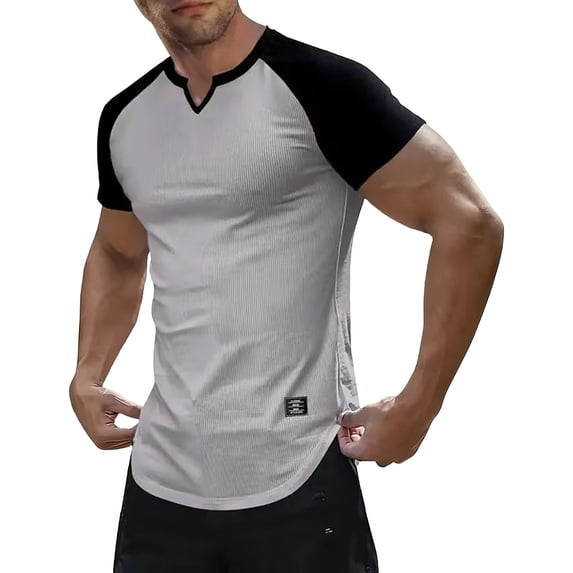 Daiosportswear Men'S Muscle Slim T Shirts Texture V Neck Henley Gym ...