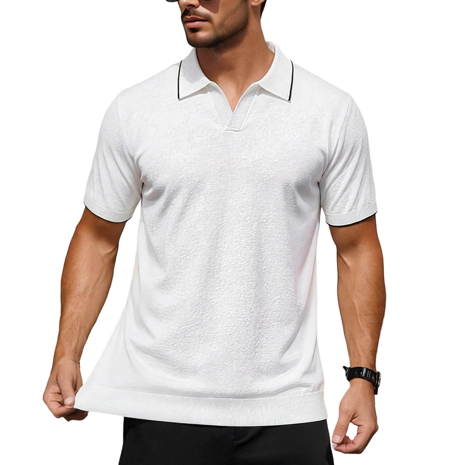 Daiosportswear Men'S Polo Shirts Short Sleeve Casual Knit Shirt Vintage ...