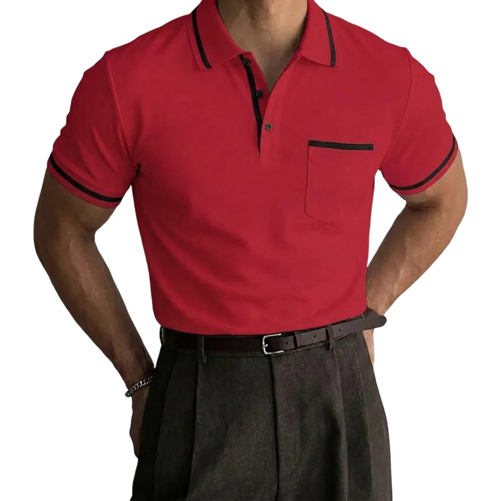 Daiosportswear Men'S Polo Shirts Short Sleeve Color Block Slim Fit Golf ...