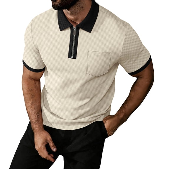 Daiosportswear Men'S Quarter Zip Blouses Short Sleeve Dressy Golf ...