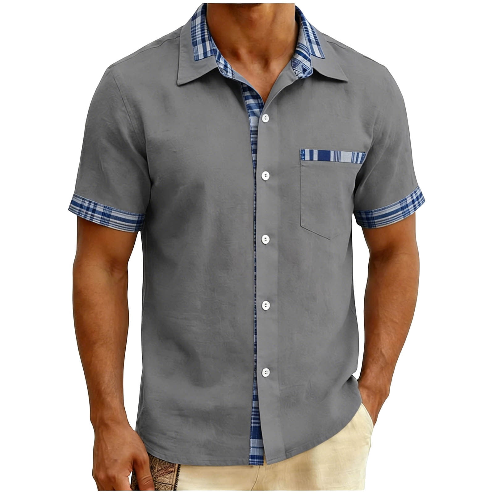 Daiosportswear Men'S Short Sleeve Button Down Shirts Casual Wrinkle ...