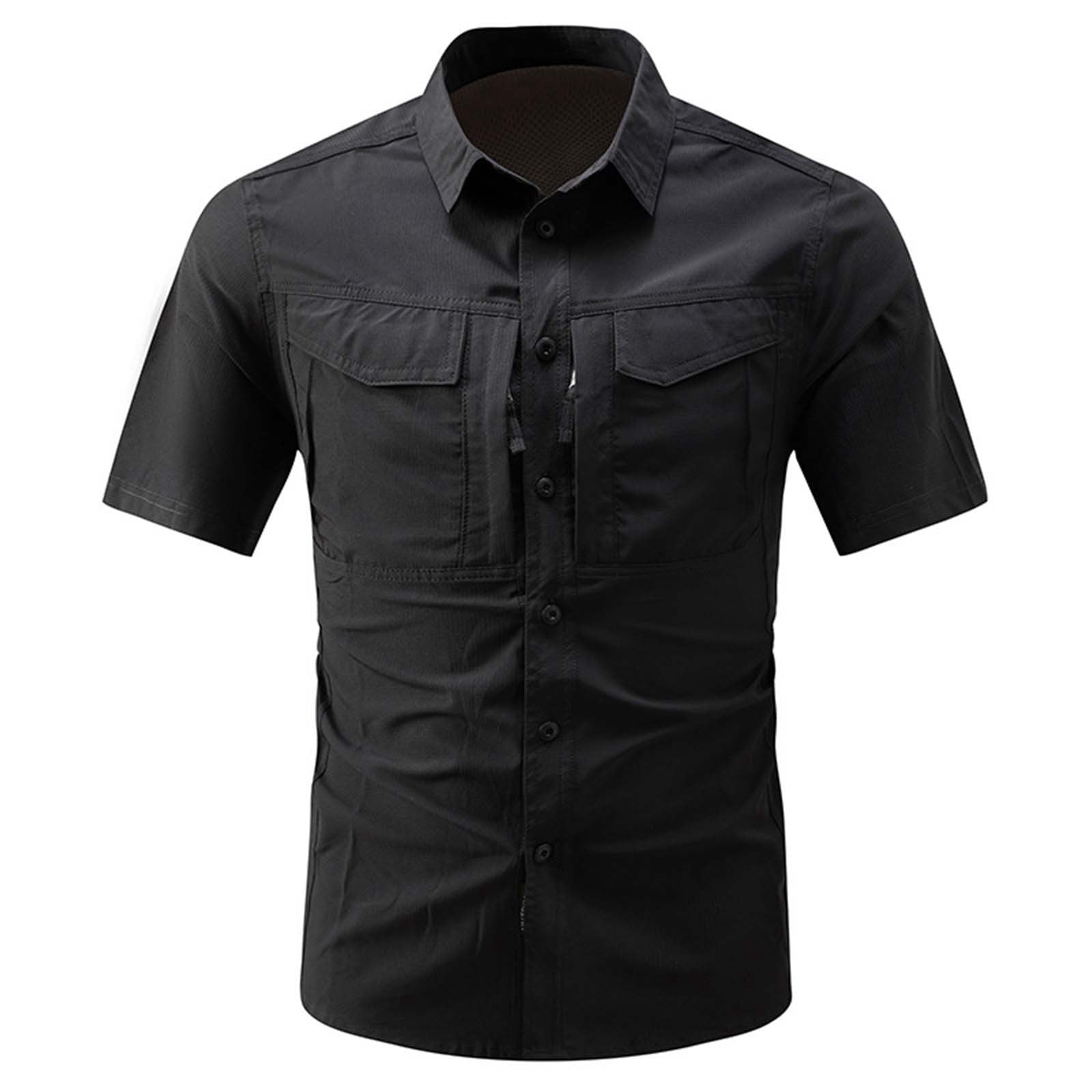Daiosportswear Men'S Short Sleeve Button Down Work Shirts Casual Twill ...