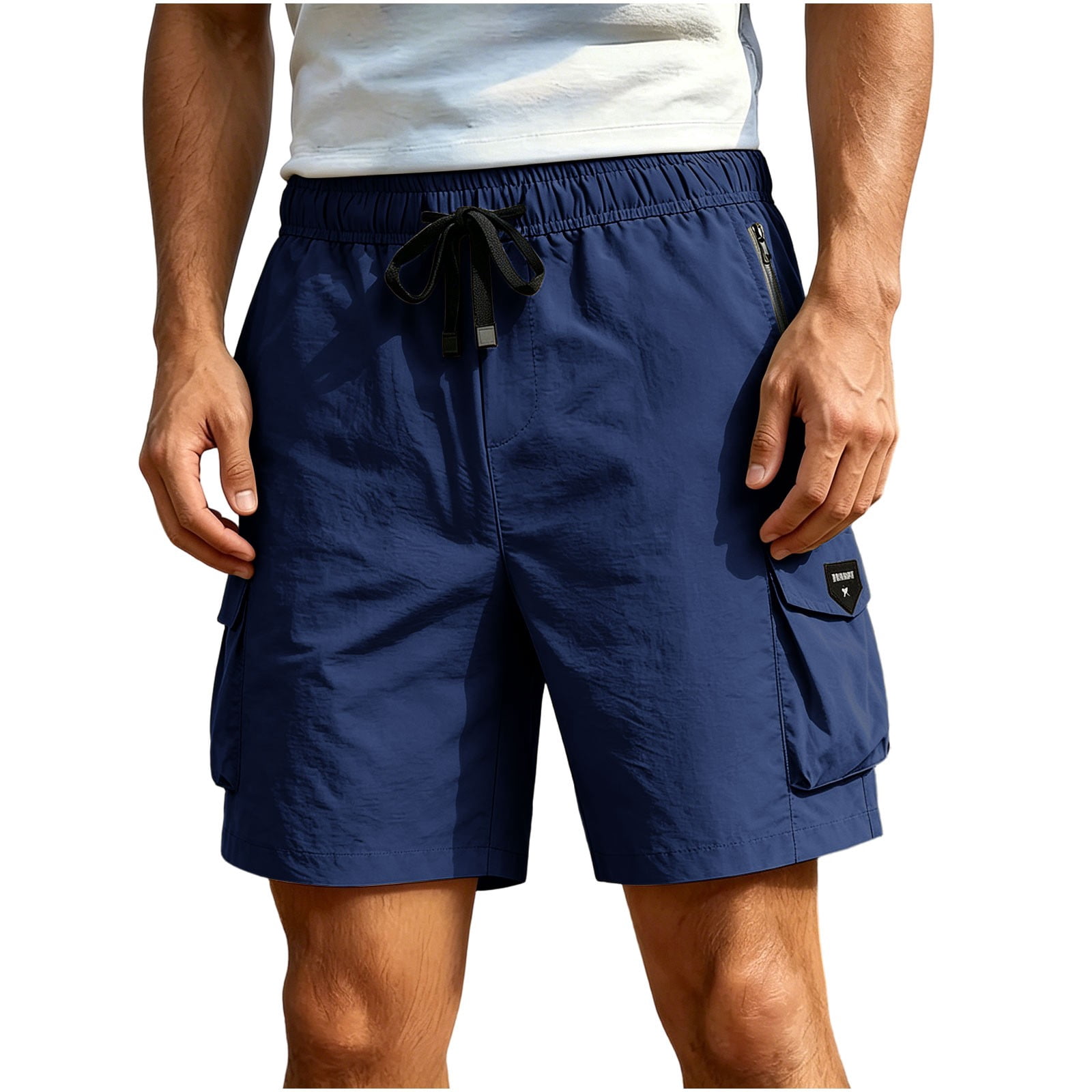Daiosportswear Men’S Solid Color Workwear Shorts Elastic Waist ...