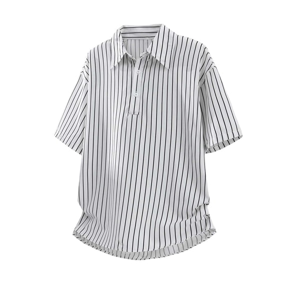 Daiosportswear Men'S Striped Shirts Button Down Short Sleeve T-Shirt ...