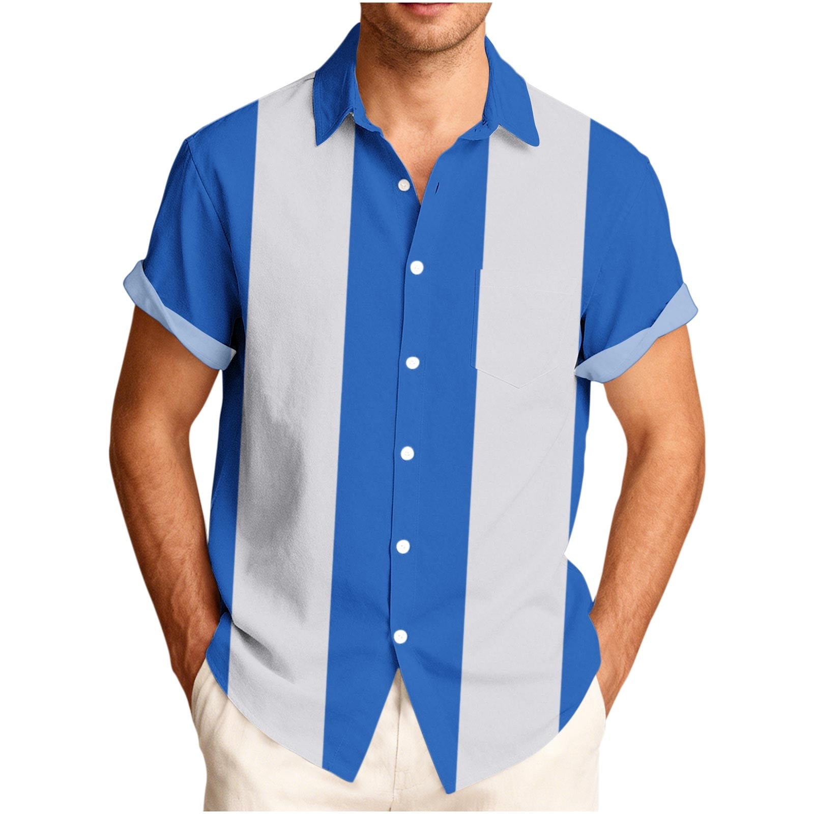 Daiosportswear Men'S Vintage Bowling Shirt Short Sleeve Button Down ...
