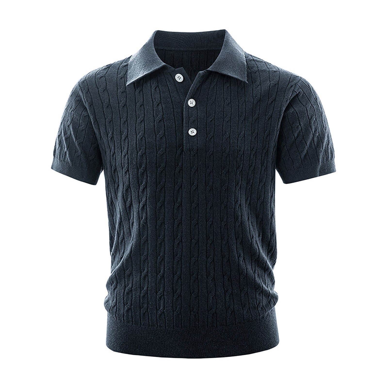 Daiosportswear Men'S Vintage Cable Knit Polo Relaxed Stretchy Soft ...