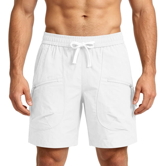 Daiosportswear Men'S Zippered Cargo Shorts, Elastic Drawstring Waist ...