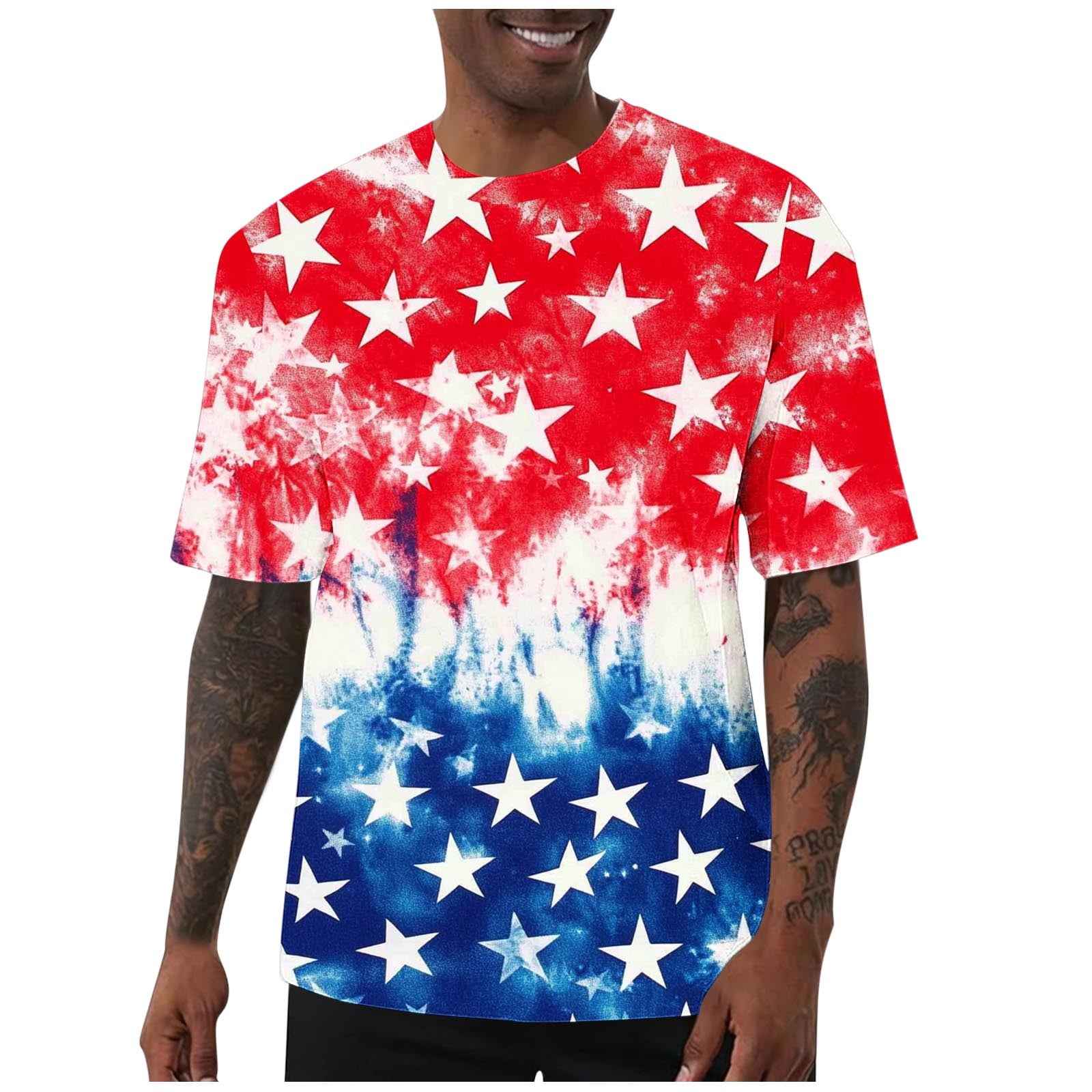 Daiosportswear Men's Independence Day Heart Flag Firework Print Short ...