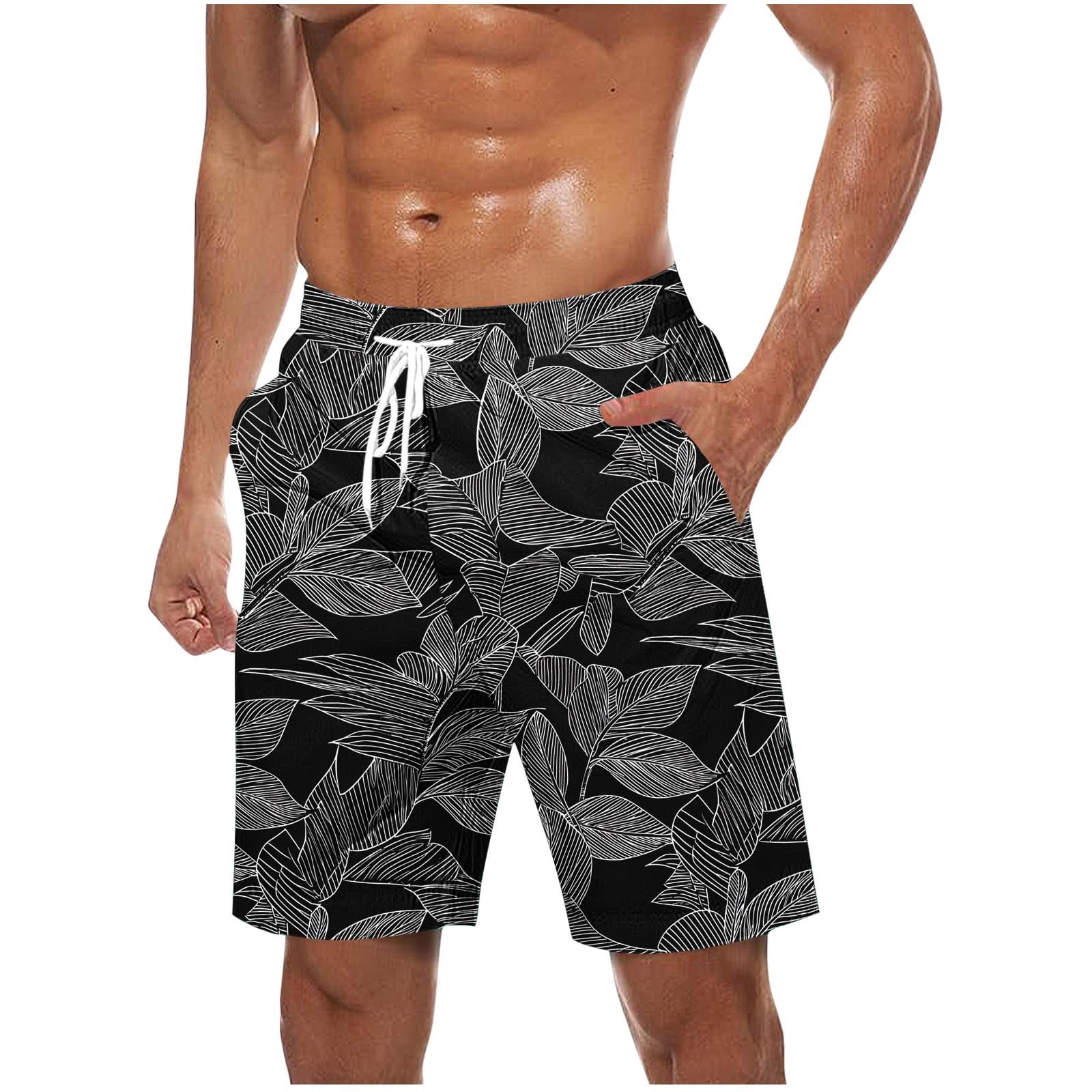 Daiosportswear Men's Lightweight Minimalist Print Swim Shorts for Beach ...