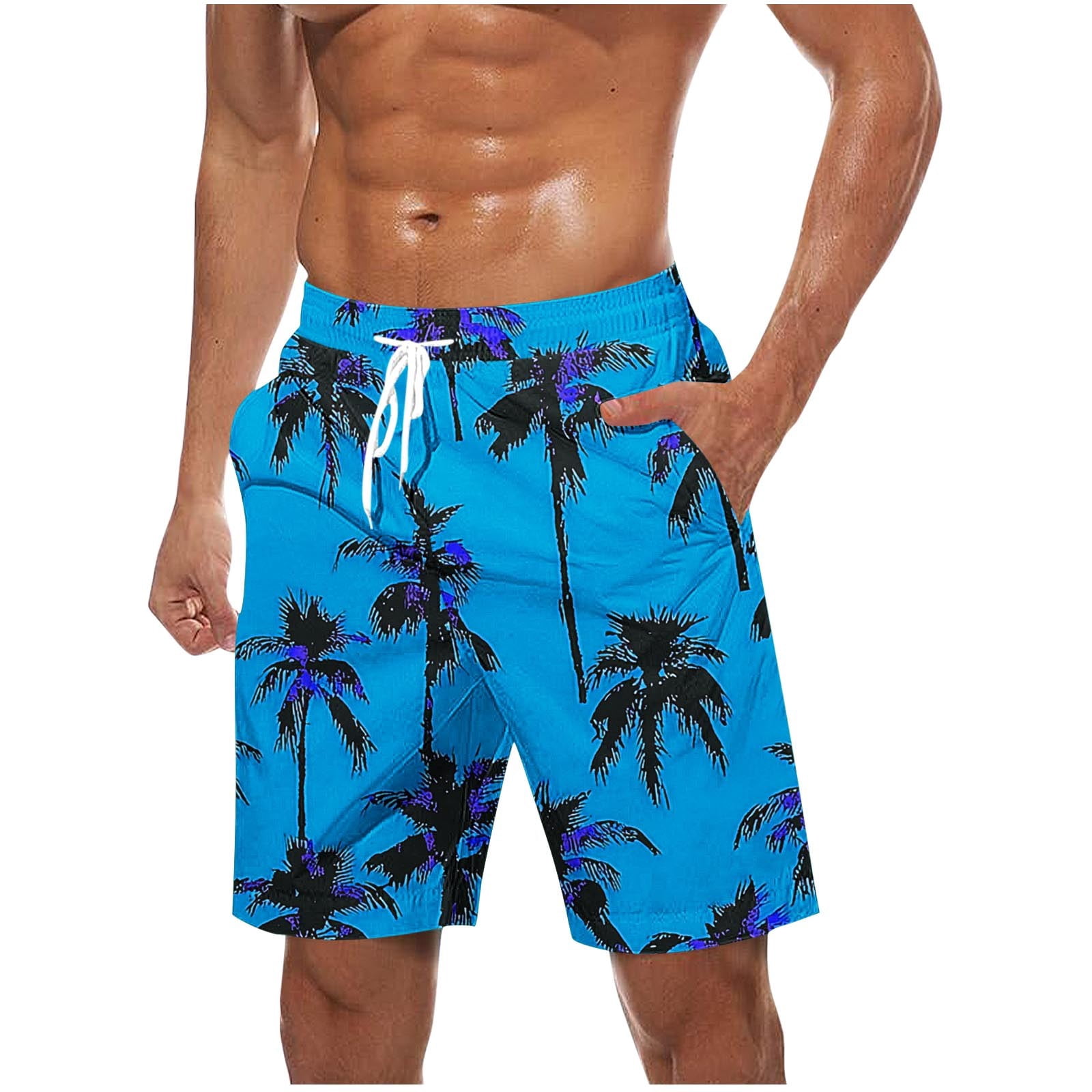 Daiosportswear Men's Tropical Palm Tree Print Quick-Dry Swim Trunks ...