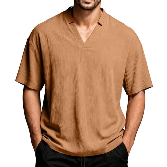 Daiosportswear Mens Henley Shirts Short Sleeve V Neck Basic Tee Shirts ...