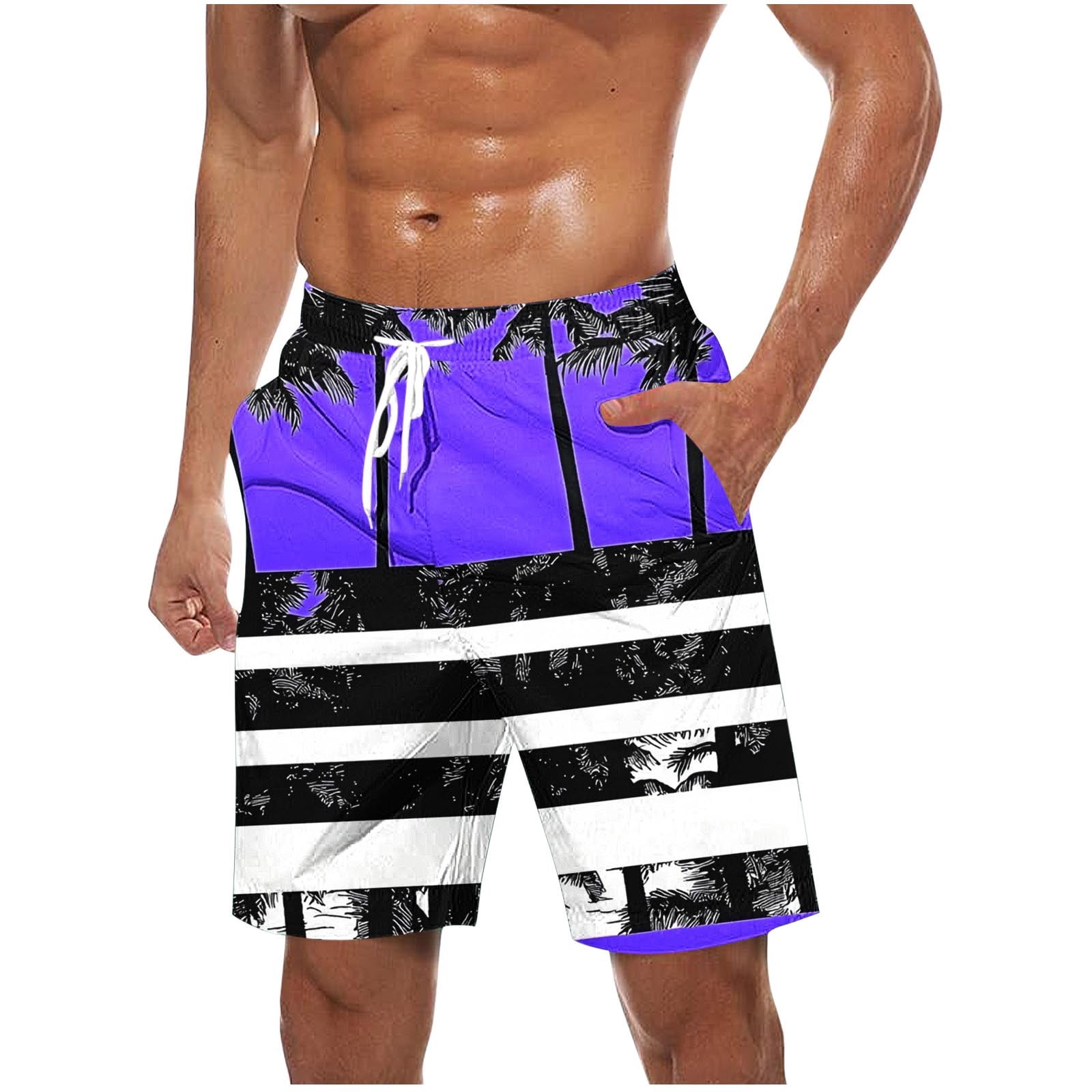 Daiosportswear Mmer Beach Board Shorts with Elastic Waist and Side ...