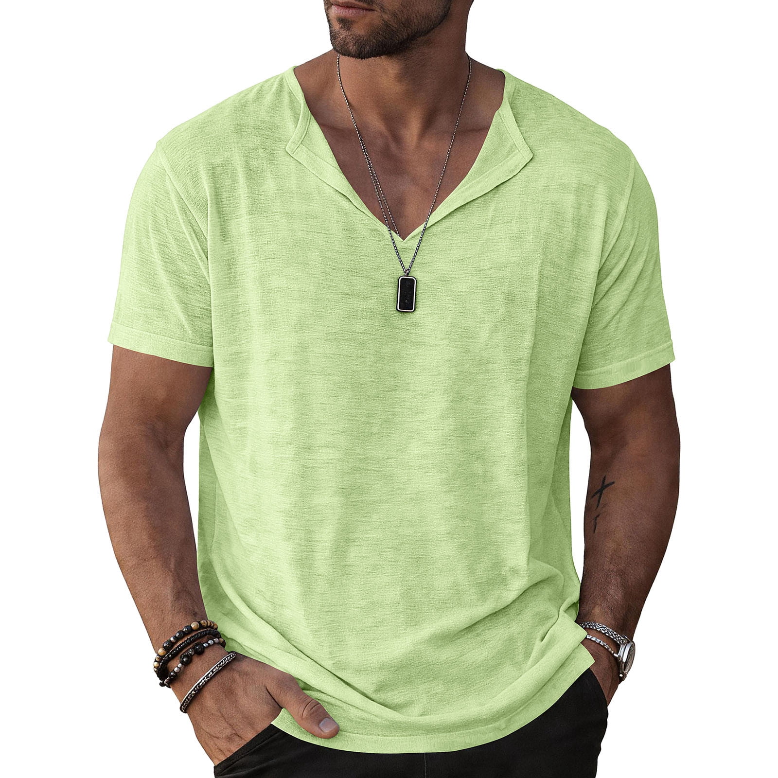 Daiosportswear Muscle Men’S V Neck Shirts Short Sleeve Gym Athletic T ...