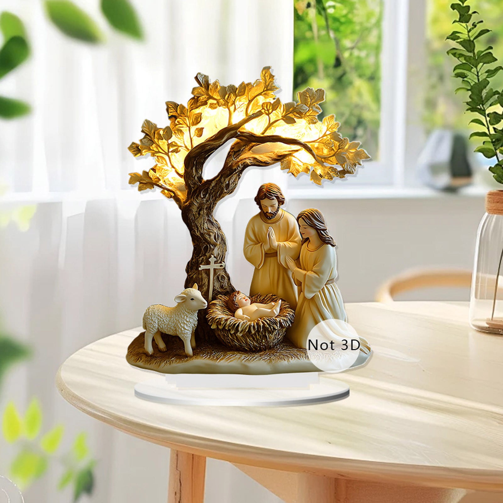 Daiosportswear Nativity Scene Suncatcher, 8 inch Hand-Painted Stained ...