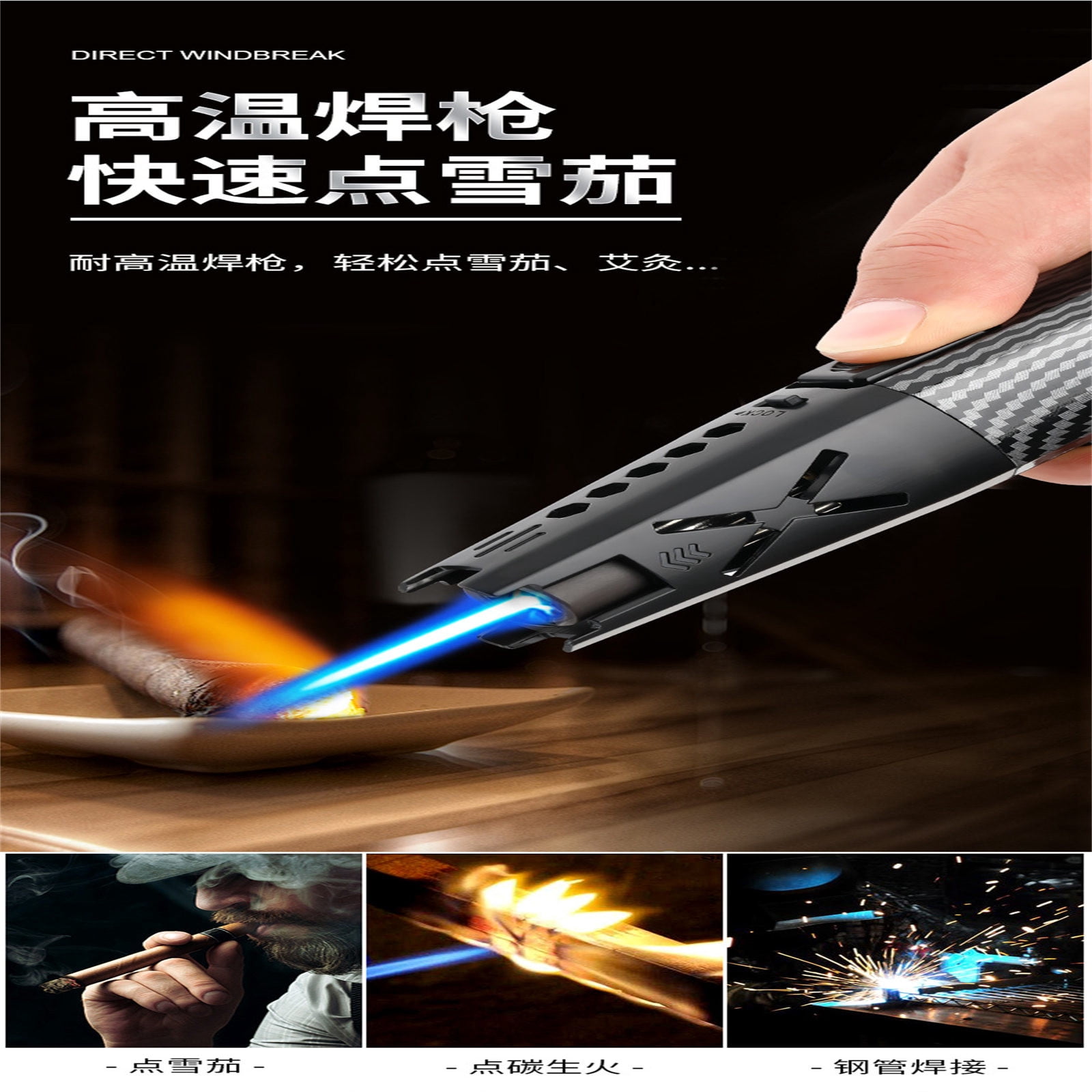 Daiosportswear New inflatable Lighter Windproof Blue Flame Direct Fire ...