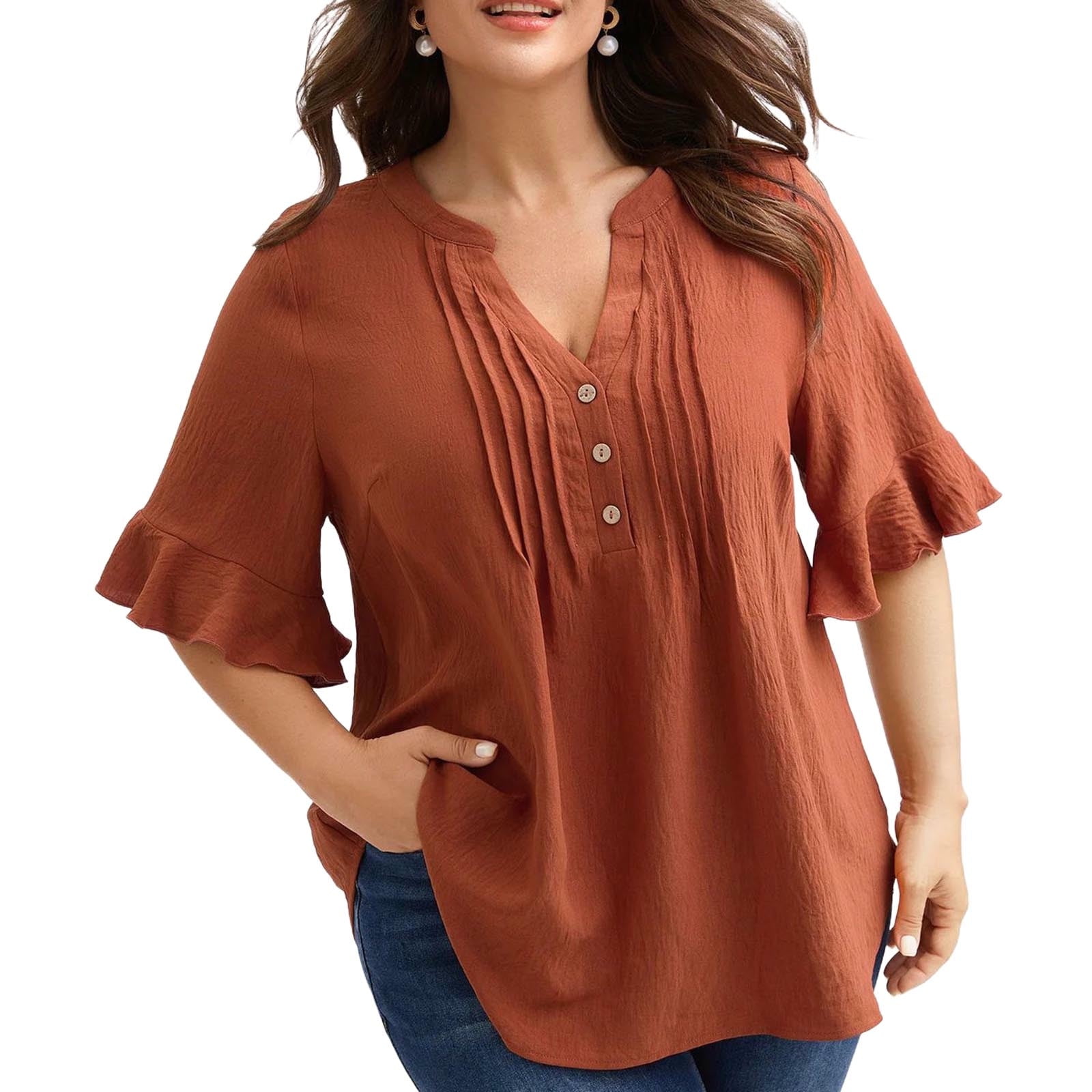 Daiosportswear Summer Tops for Women Womens Tops Henley Blouses V Neck ...