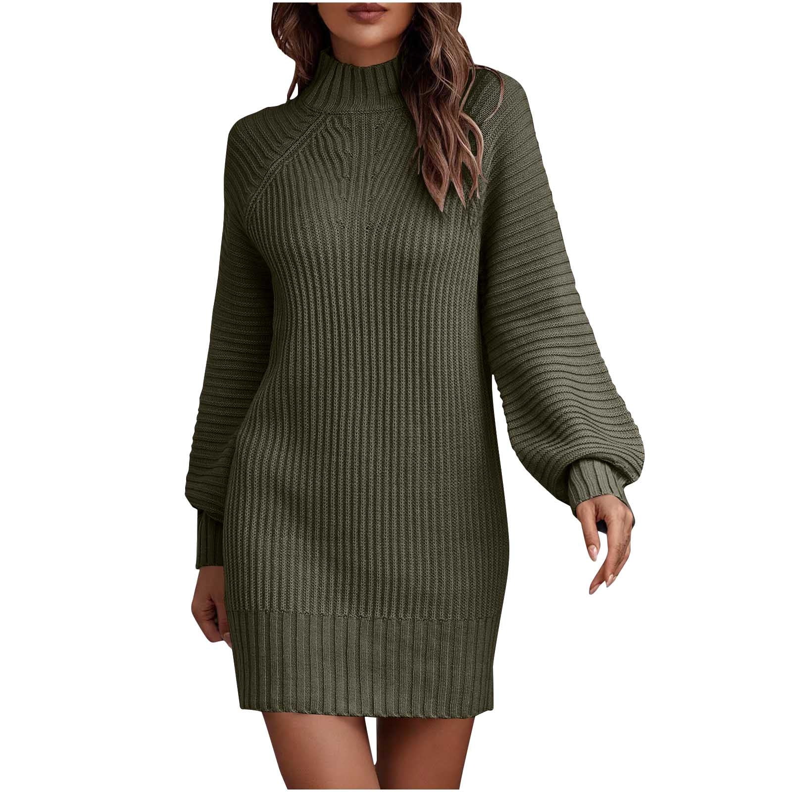Daiosportswear Sweater Dresses for Women Fall Fashion Mock Neck Long ...
