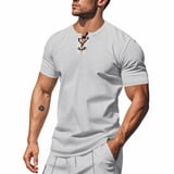 Daiosportswear Waffle T Shirt for Men V Neck Fitted Lace Up Short ...