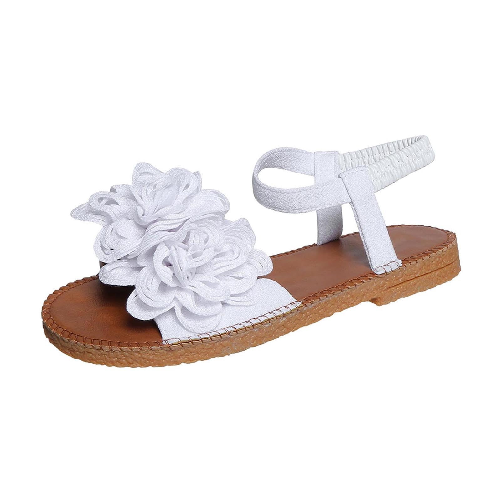 Daiosportswear Women'S 3D Flower Summer Sandals Slingback Flats Dressy ...