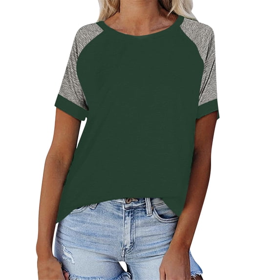 Daiosportswear Women'S Casual Color Block Crew Neck Raglan Short Sleeve ...