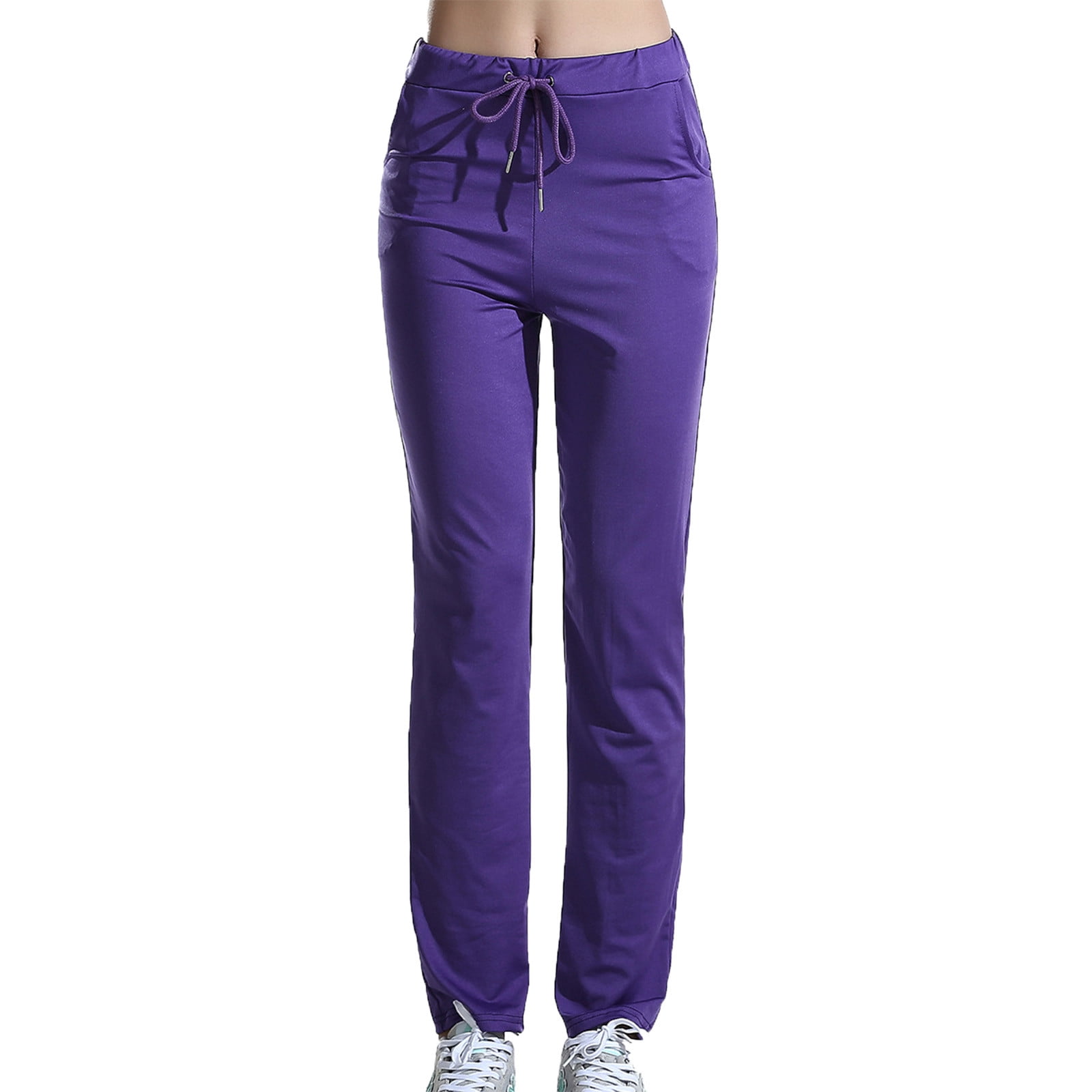 Daiosportswear Women's Drawstring Tie Daily Leggings High Waist Workout ...