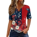 Daiosportswear Women's Independence Day Print V-Neck Short Sleeve ...