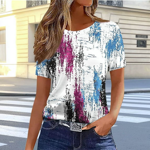 Daiosportswear Women's Short-Sleeve T-Shirts, Casual Crew Neck, Summer ...