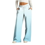 Daiosportswear Women's Solid Color Sweatpants Flowy Wide Leg Drawstring ...