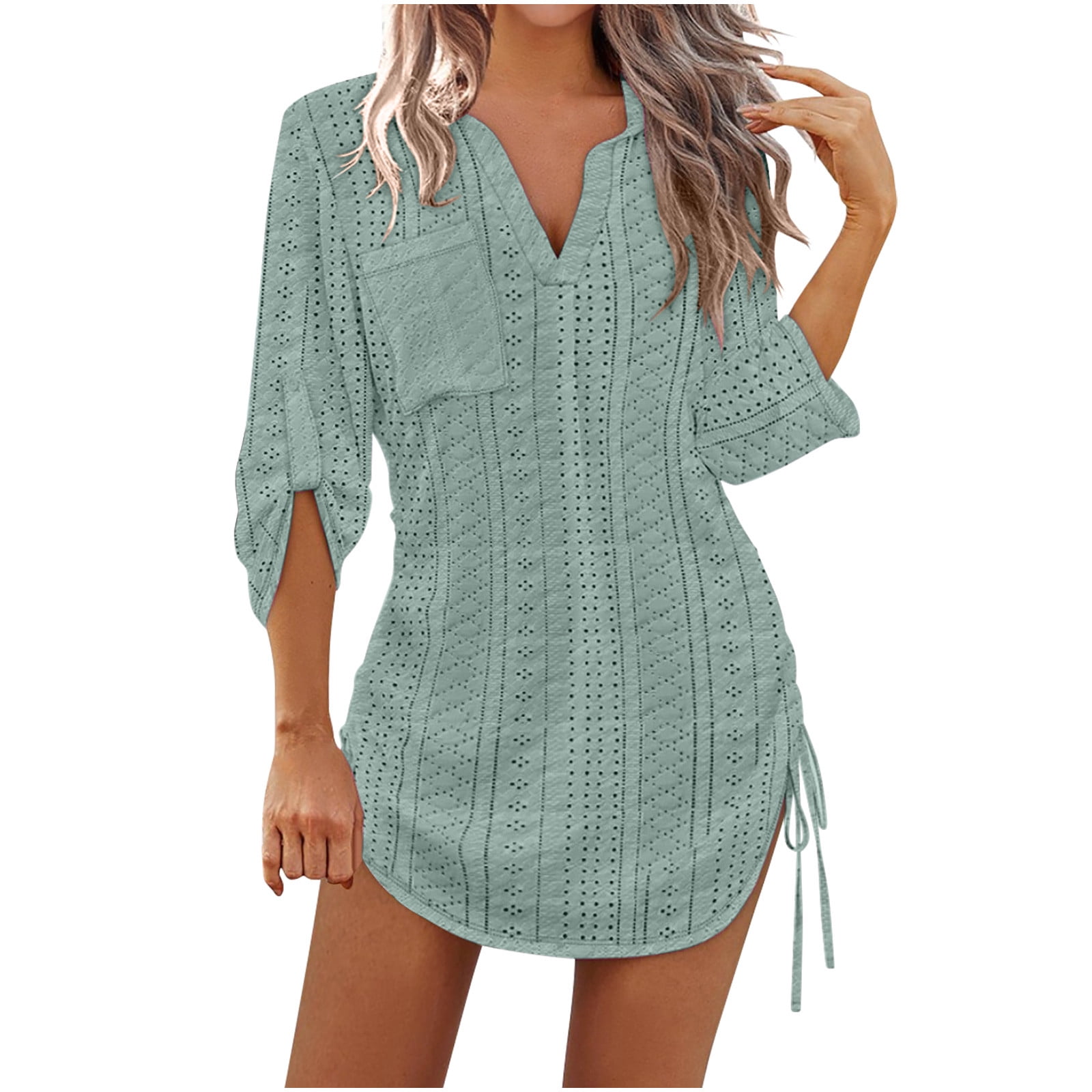 Daiosportswear Womens Openwork Embroidery Bathing Suit Cover Ups Bikini ...