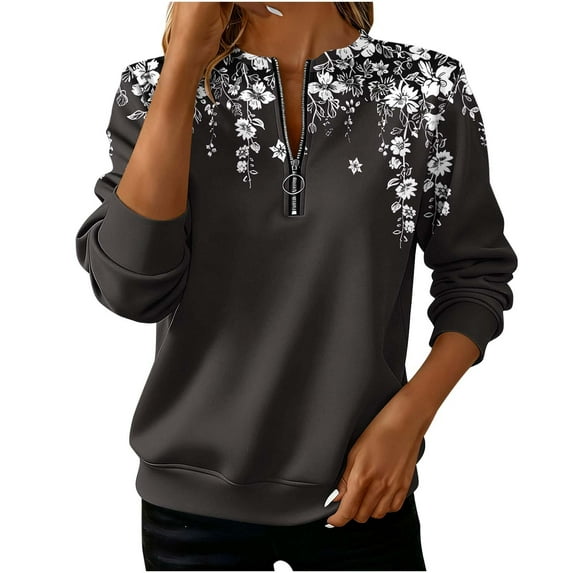 Daiosportswear Womens Sweatshirt Casual Long Sleeve Half Zip Pullover ...