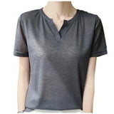 Daiosportswear Womens Tops Cap Short Sleeve Textured Blouse V Neck ...