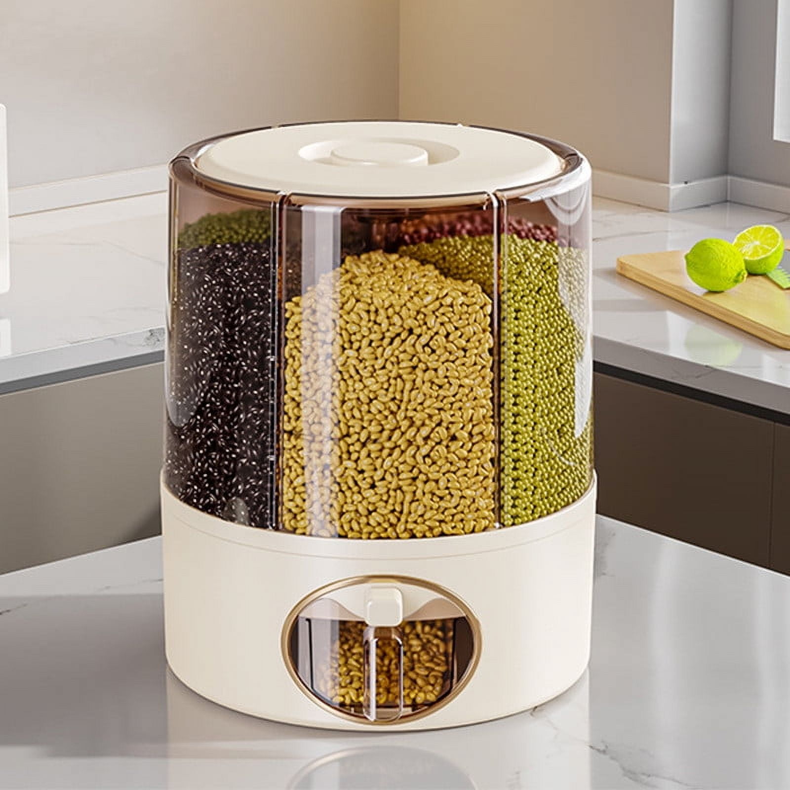 Daiosportswear large Grain dispenser 360°Rotating Rice Food Dispenser 6 ...