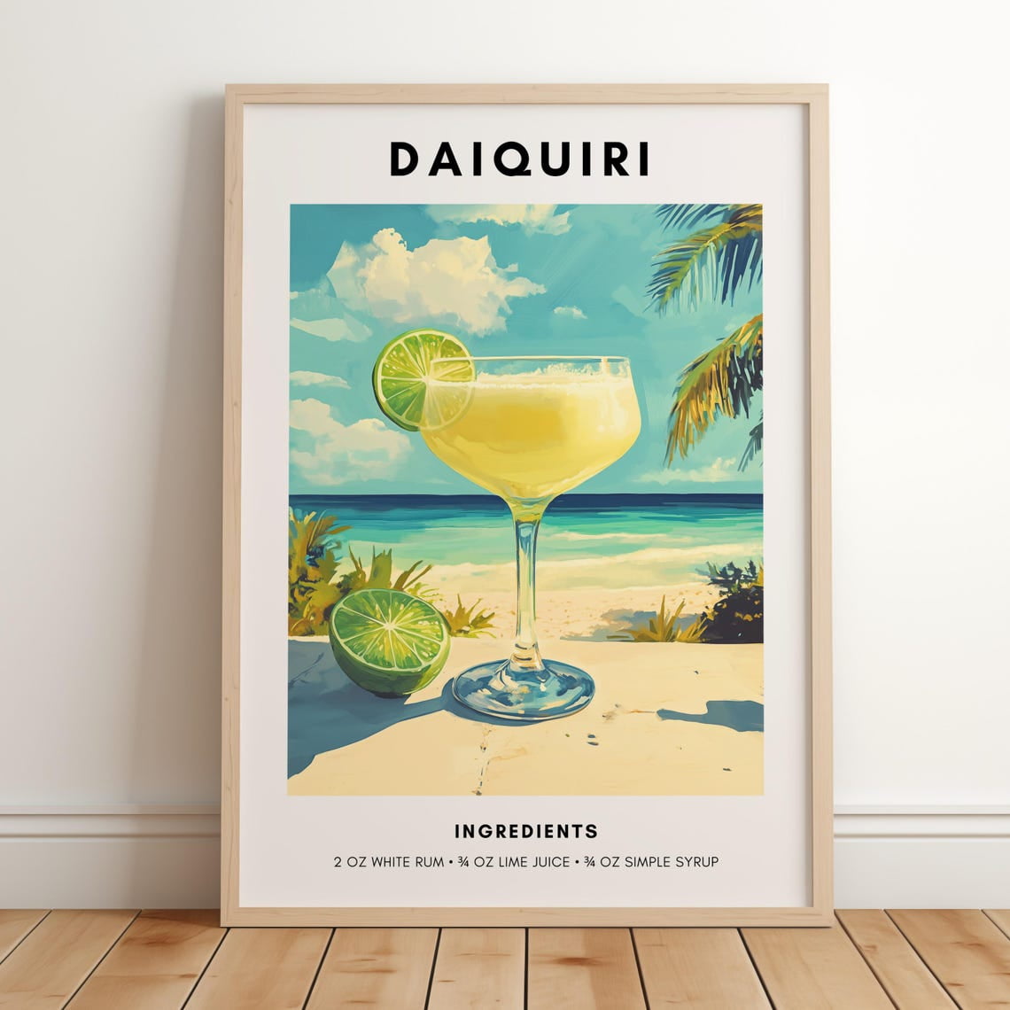 Daiquiri Art Print Bar Cart Decor Daiquiri Recipe Poster Beachy Drink ...