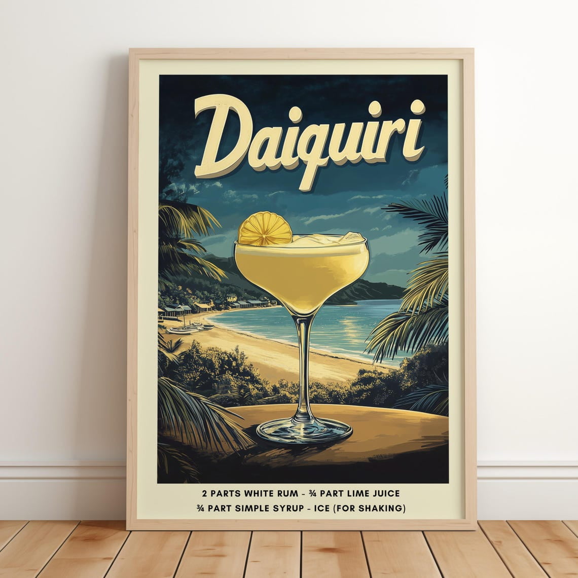 Daiquiri Art Print Retro Cocktail Print Bar Cart Decor Daiquiri Recipe ...