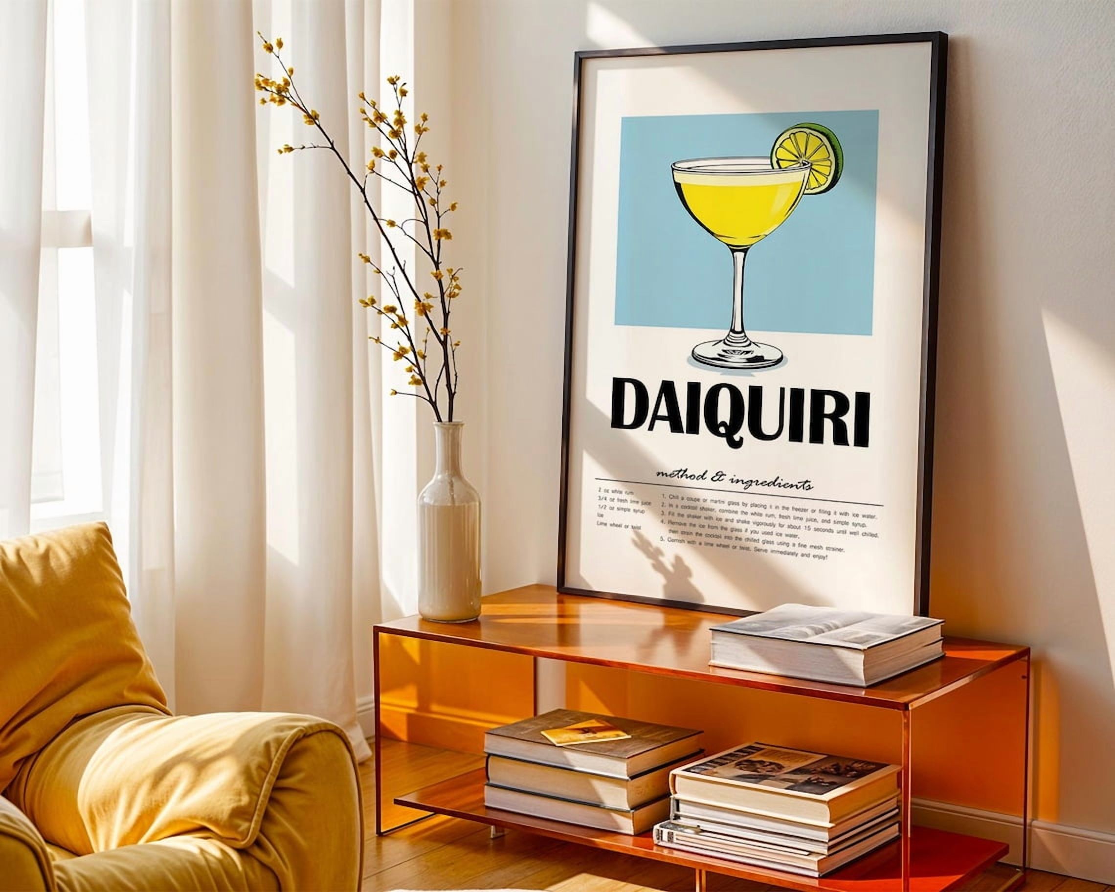 Daiquiri Cocktail Recipe Poster Matte Print Elegant Bar Decor Home And ...