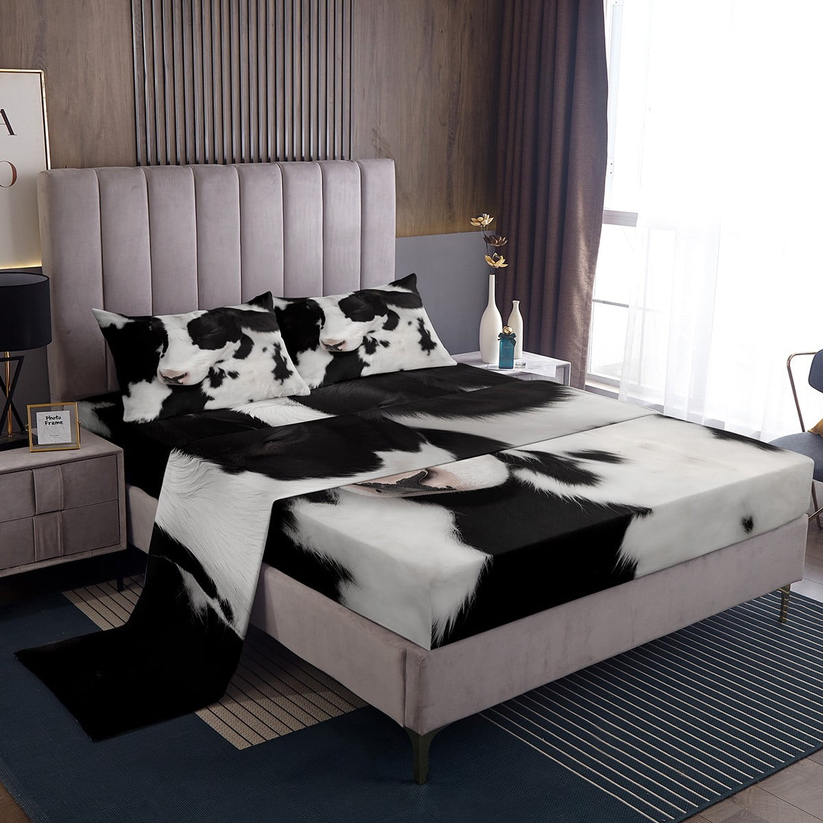Dairy Cattle Bed Sheets Set Twin Size,Milk Cow Print Sheet Set Teens ...