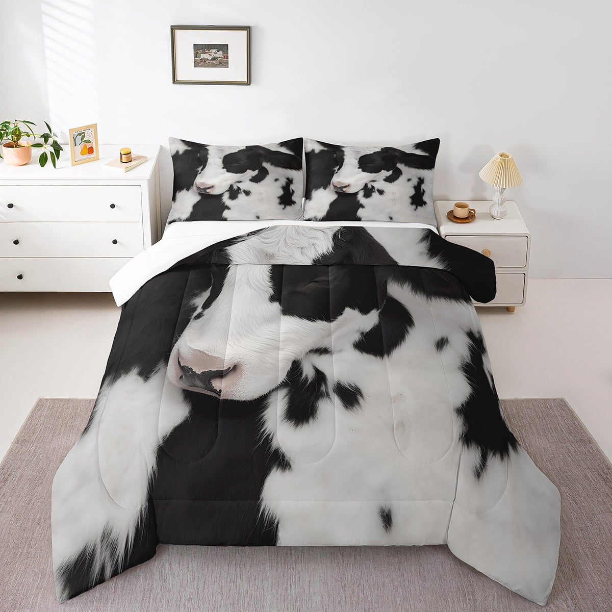 Dairy Cattle Comforter Sets King Size for Boys Girls Kids,Milk Cow ...