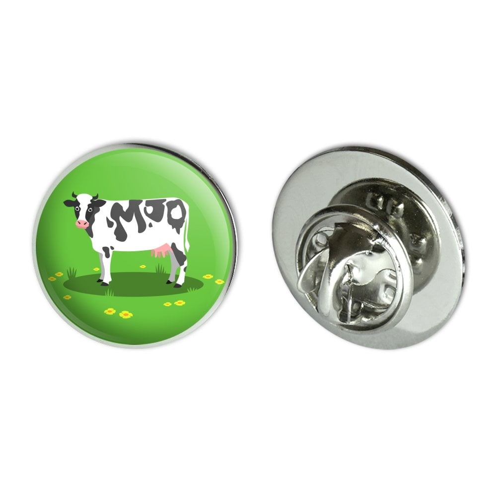Dairy Cow In Field with Flowers Metal 0.75" Lapel Hat Pin Tie Tack ...