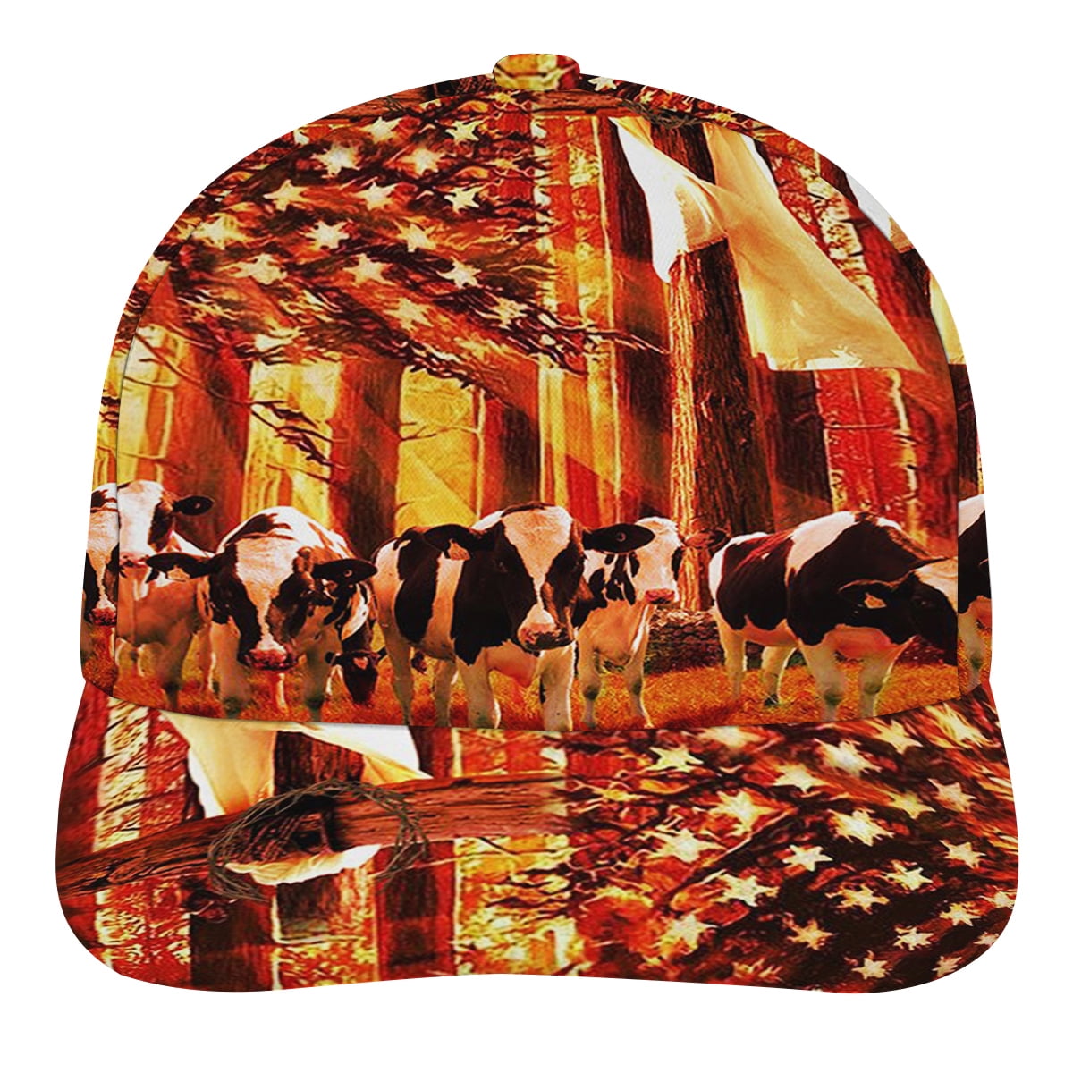 Dairy Cow Sunshine Christian Cross American flag baseball cap hat ...