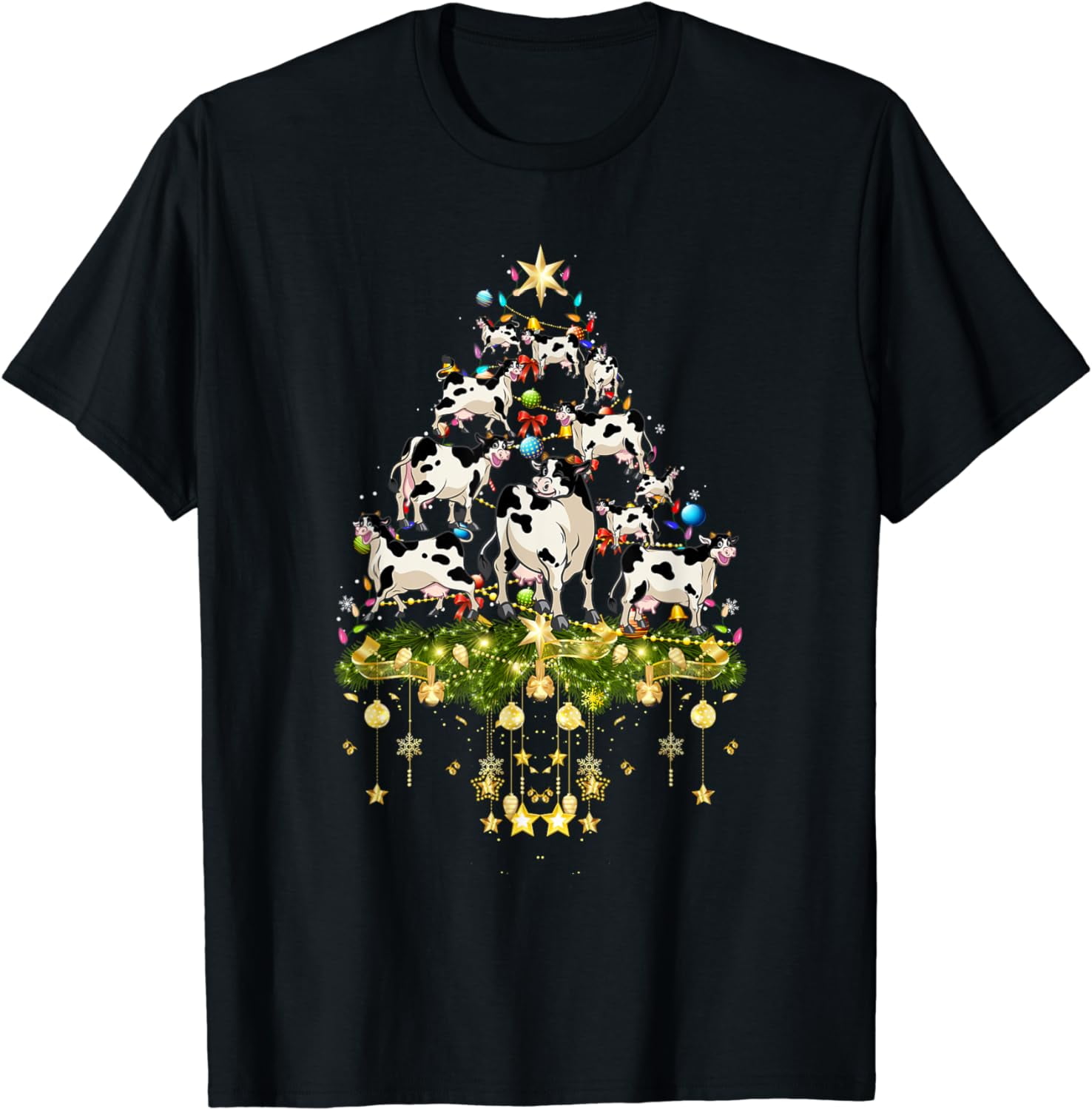 Dairy Cows Christmas Tree Lights Holiday Dairy Cow Xmas Funny Creative ...