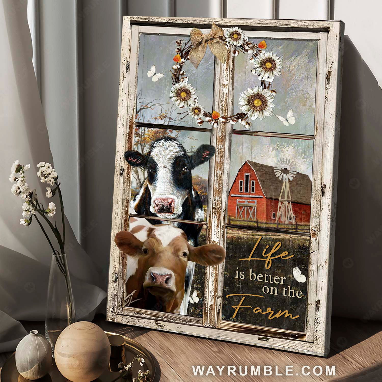Dairy Cows, Rustic Farmhouse, Farm Painting, Butterfly, Life Is Better ...