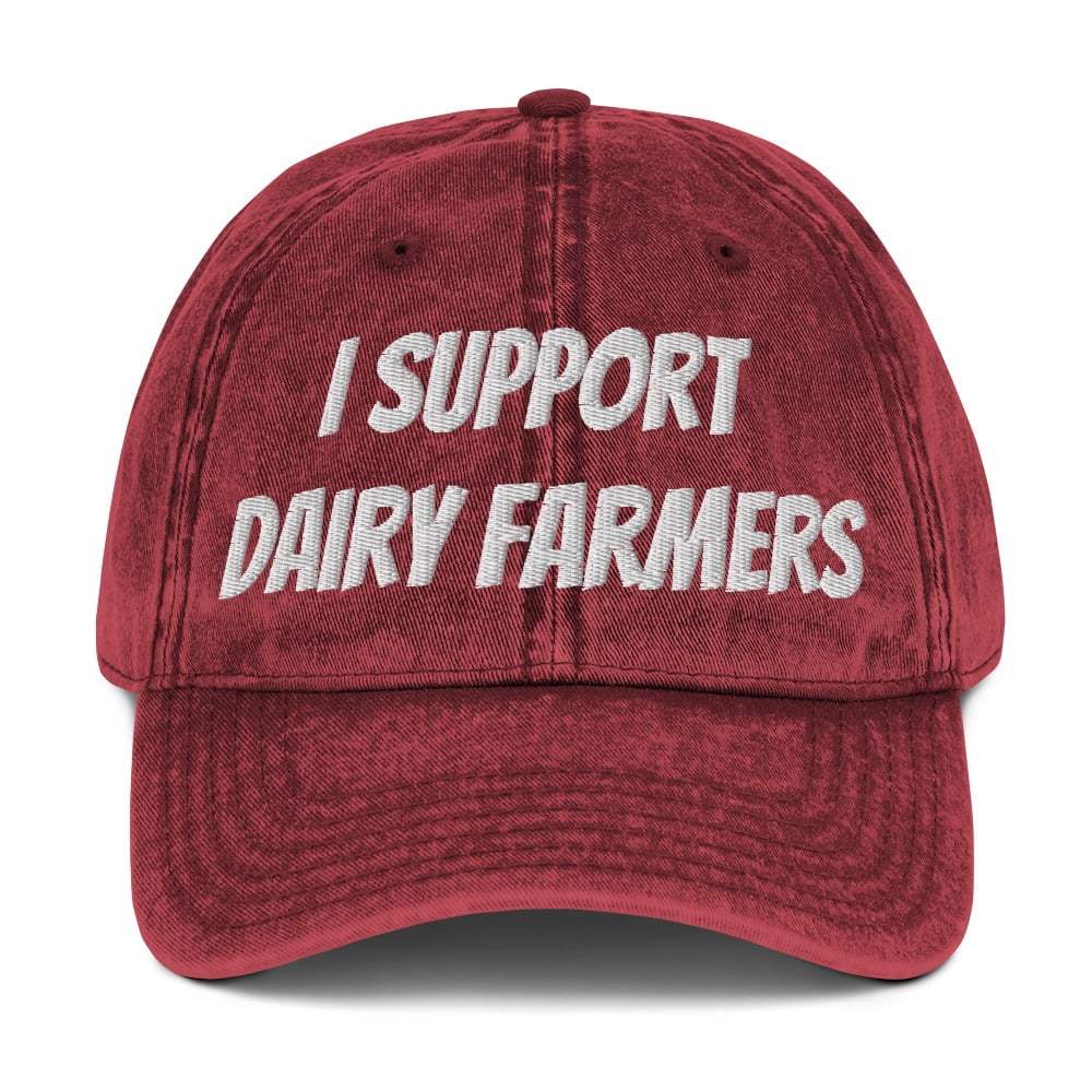Dairy Farmer Farm Life Embroidered Vintage Cap, I Support Dairy Farmers ...