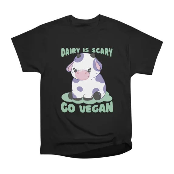 Dairy Is Scary Go Vegan T-Shirt Tee Gift For Him Merch For Her Apparel ...