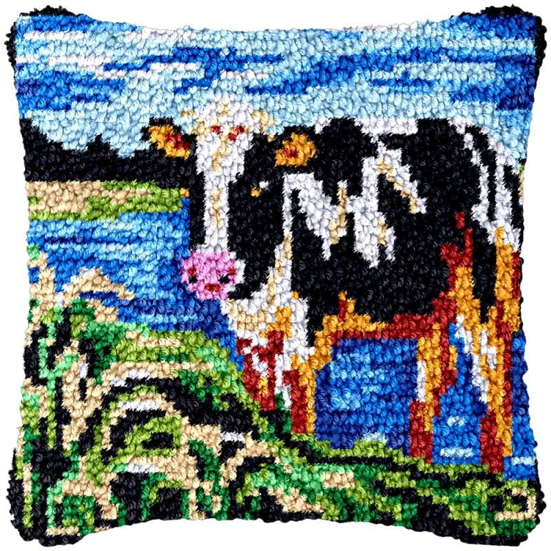 Dairy Milk Cow Latch Hook Pillowcase Kits for Adults and Starter DIY ...
