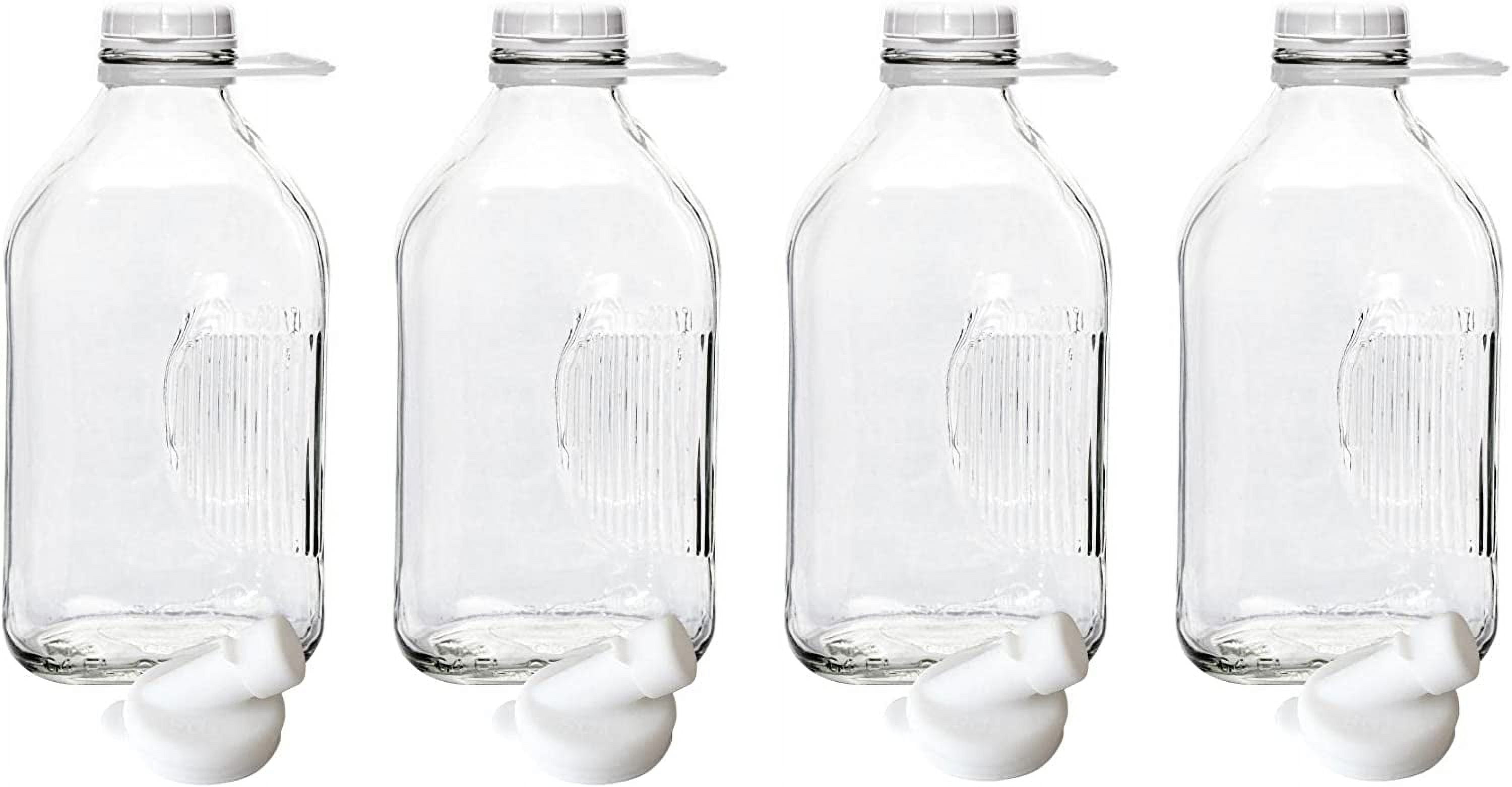 The Dairy Shoppe Heavy Glass Milk Bottles - Jugs with Lids, Silicone ...