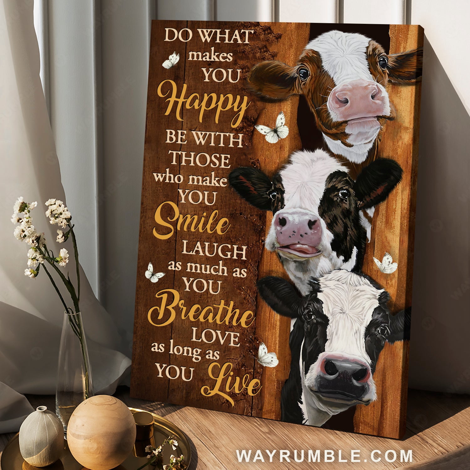 Dairy cow, Farm animal, Wood gate, Do what makes you happy - Jesus ...