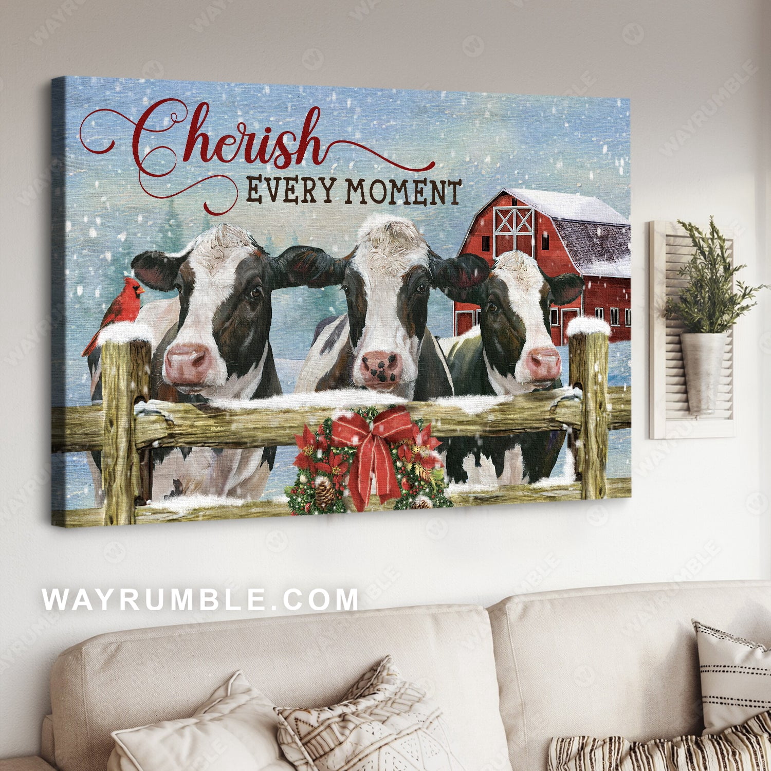 Dairy cow farm, Christmas wreath, Winter vibe, Cherish every moment ...