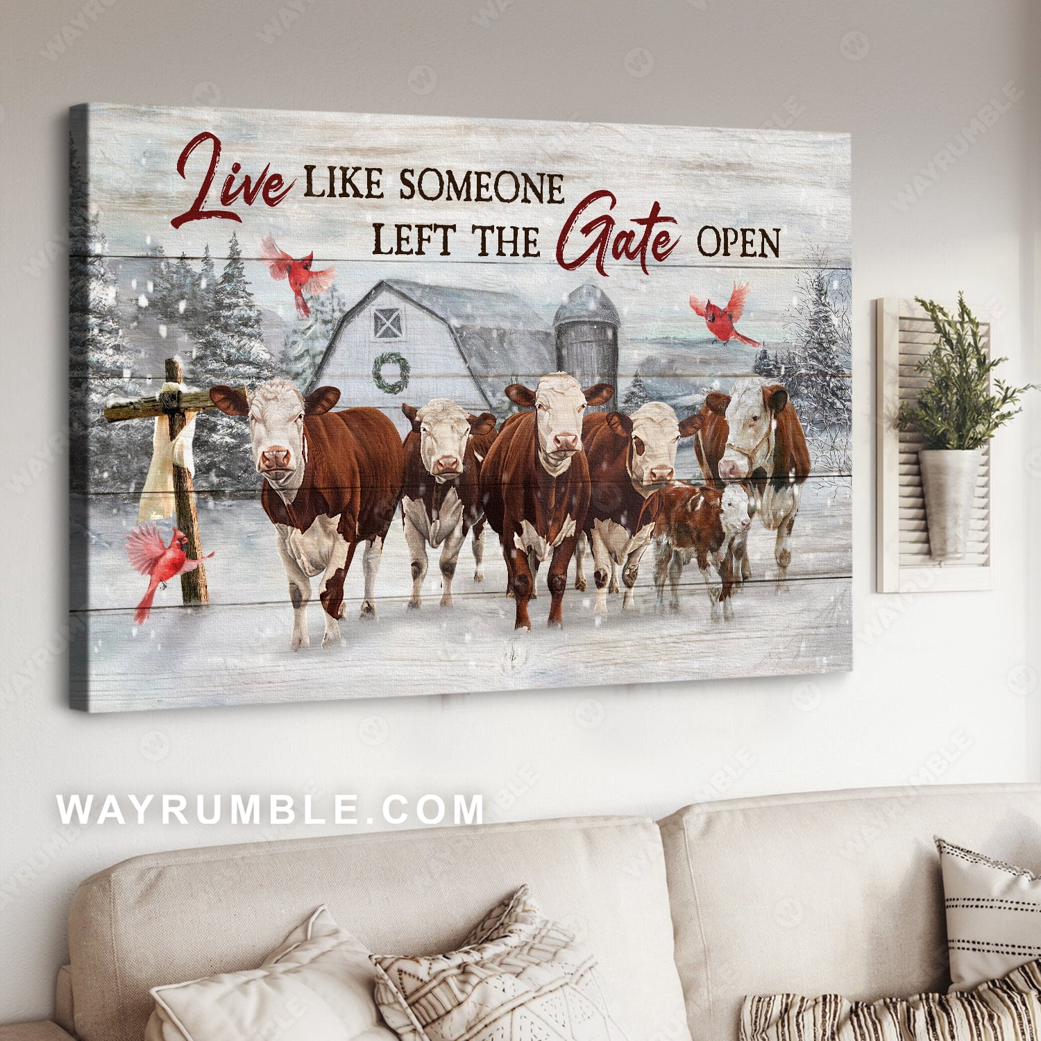 Dairy cow farm, Lucky cardinal, Wooden cross, Live like someone - Jesus ...