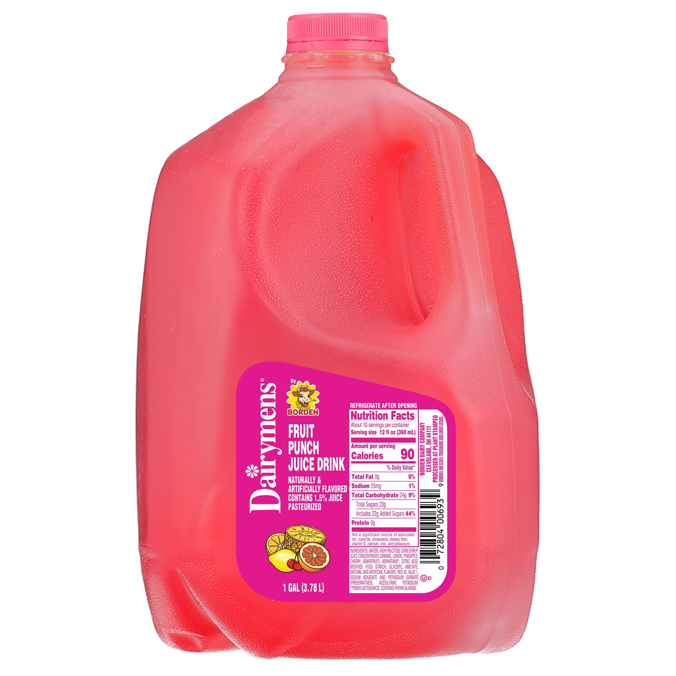 Dairymens Fruit Punch Flavored Fruit Drink, 1 Gallon Jug, Liquid ...