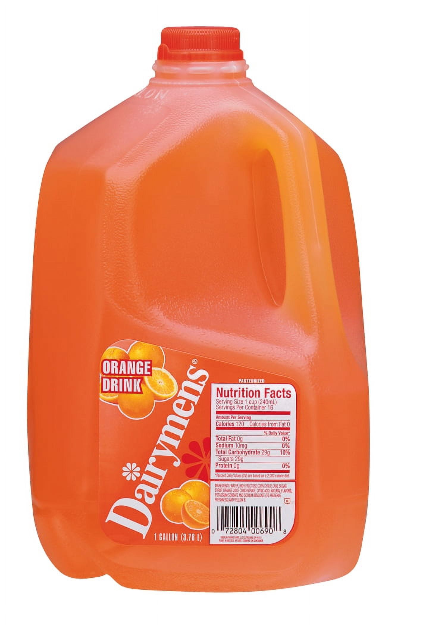 Dairymens Orange Flavored Fruit Drink, 1 Gallon Jug, Liquid, Smooth ...